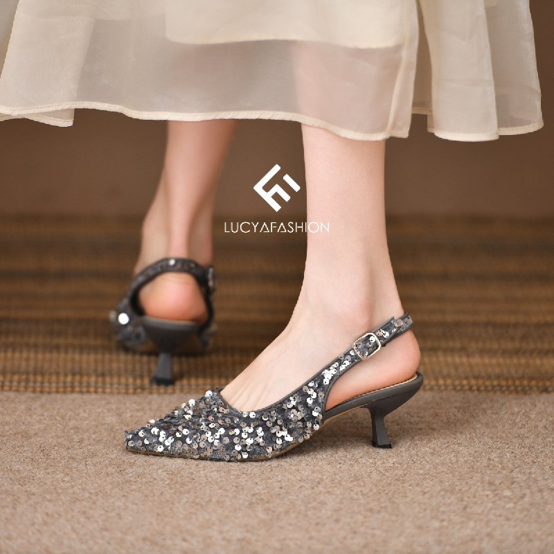 Jual 2616 Sepatu Heels Pesta Wanita Sequin Murah 3 cm Hak Kondangan ...