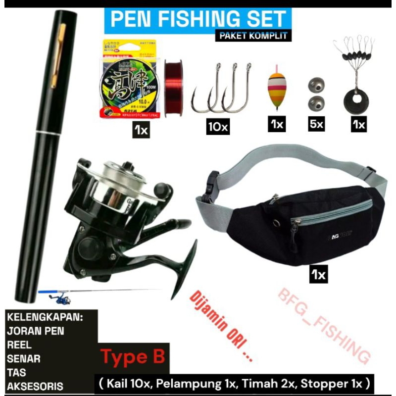 Jual Fishing Pen Set Alat Pancing Pulpen Mini Pena Portable Joran ...