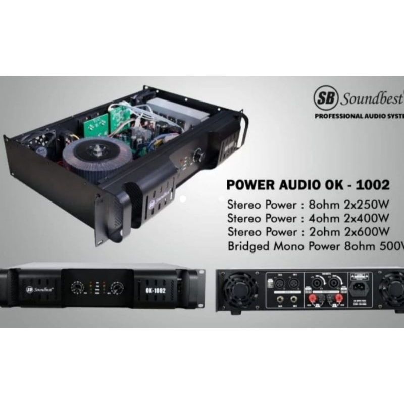 Jual POWER AMPLIFIER SOUNDBEST OK-1002 STEREO ORIGINAL OK1002 | Shopee ...
