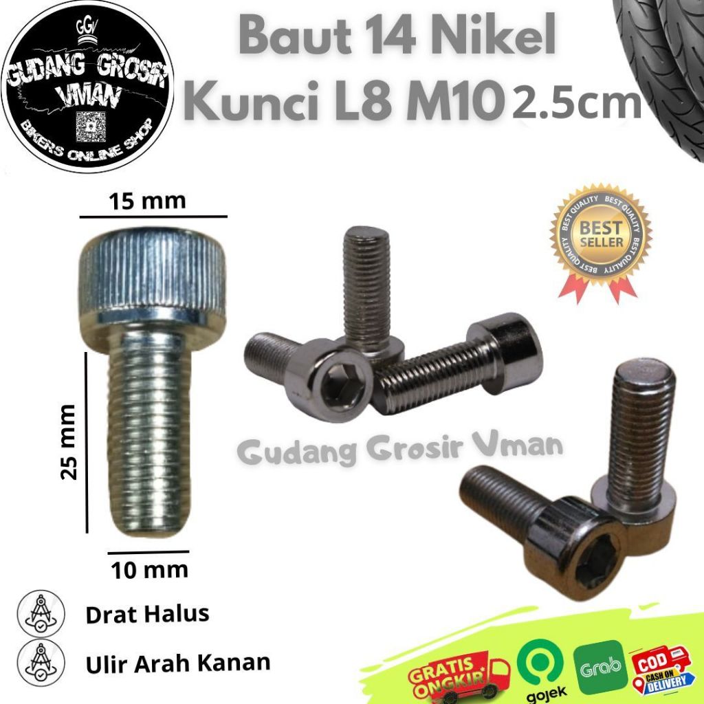 Jual Baut L (ukuran baut 14, mata kunci L8) | Shopee Indonesia