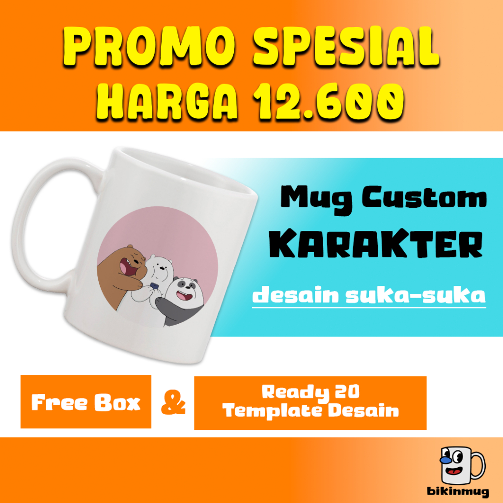Jual Souvenir Kado Hadiah Mug Custom Karakter We Bare Bears Unik Lucu Murah Berkualitas | Shopee ...