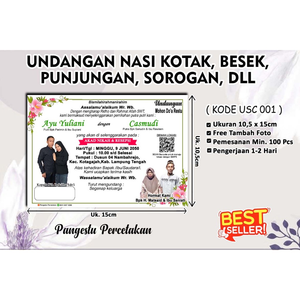 Jual CETAK UNDANGAN BESEK UNDANGAN SOROGAN | UNDANGAN PUNJUNGAN ...