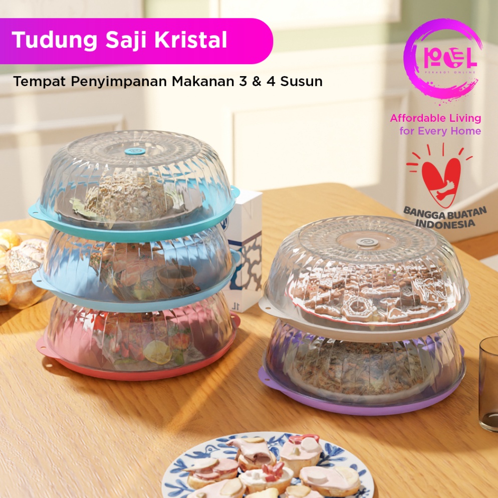 Jual Limited Product POL COD Tudung Saji Makanan 3 4 Susun Kristal Anti ...