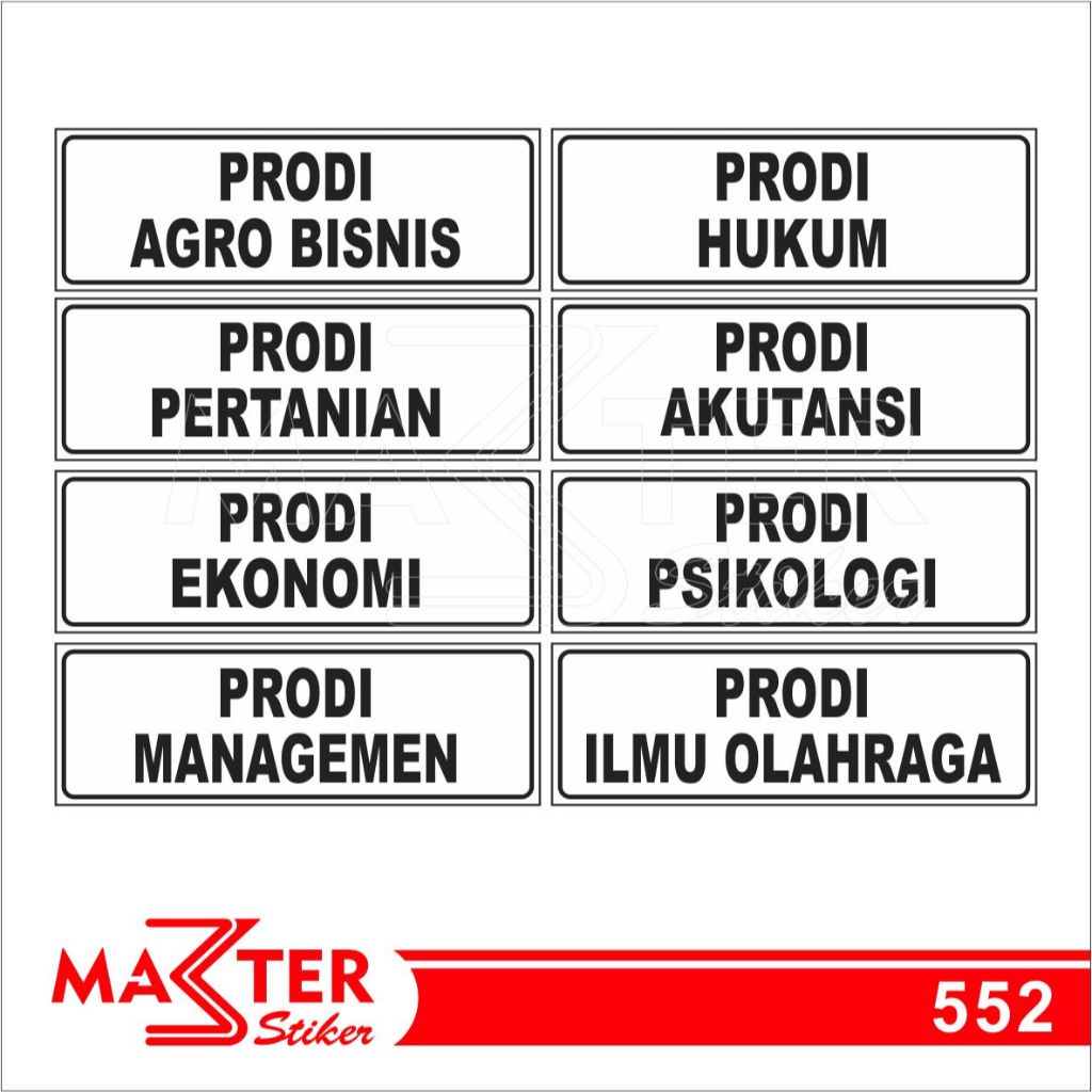 Jual 552 - Stiker Nama Ruangan Prodi Umum di Kampus/Universitas ...
