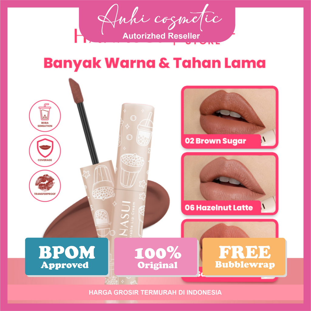 Jual ANHI COSMETIK - HANASUI Mattedorable Lip Cream Boba Edition ...