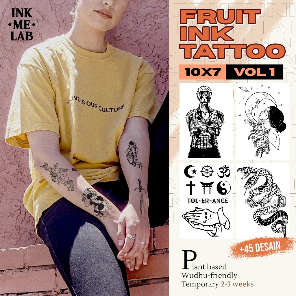 Jual FRUIT INK TATTO 10x7cm VOL 1 BY INKME.LAB | Shopee Indonesia
