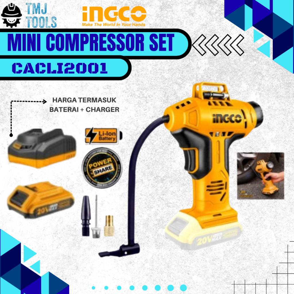 Jual Mesin Mini Air Compressor Auto INGCO CACLI2001 P20S Mini ...