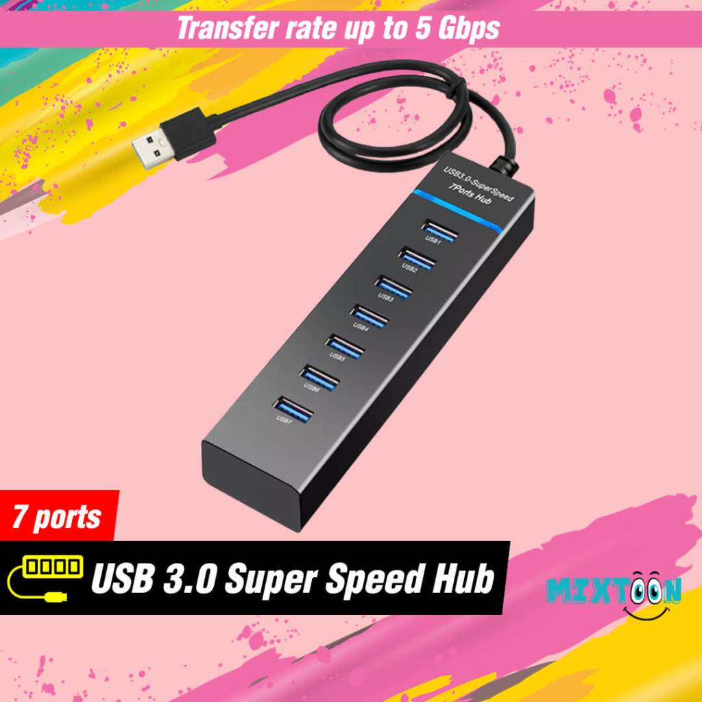 Jual USB 3.0 Hub High Speed 7 Port Colokan USB3.0 PC Komputer Laptop ...