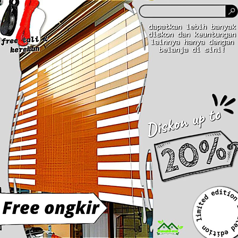 Jual Kerey Tirai Outdoor Tahan Air Bahan Kayu PVC Ukuran 2,2m×3m ...