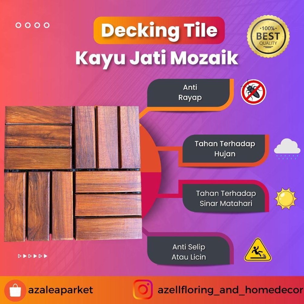 Jual 88 STOK READY Decking Tile kayu jati Ubin Kayu jati lantai kayu ...