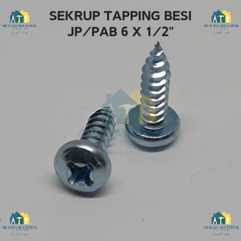 Jual Sekrup Tapping Besi JP/PAB 6 x 1/2" (100pcs) | Shopee Indonesia