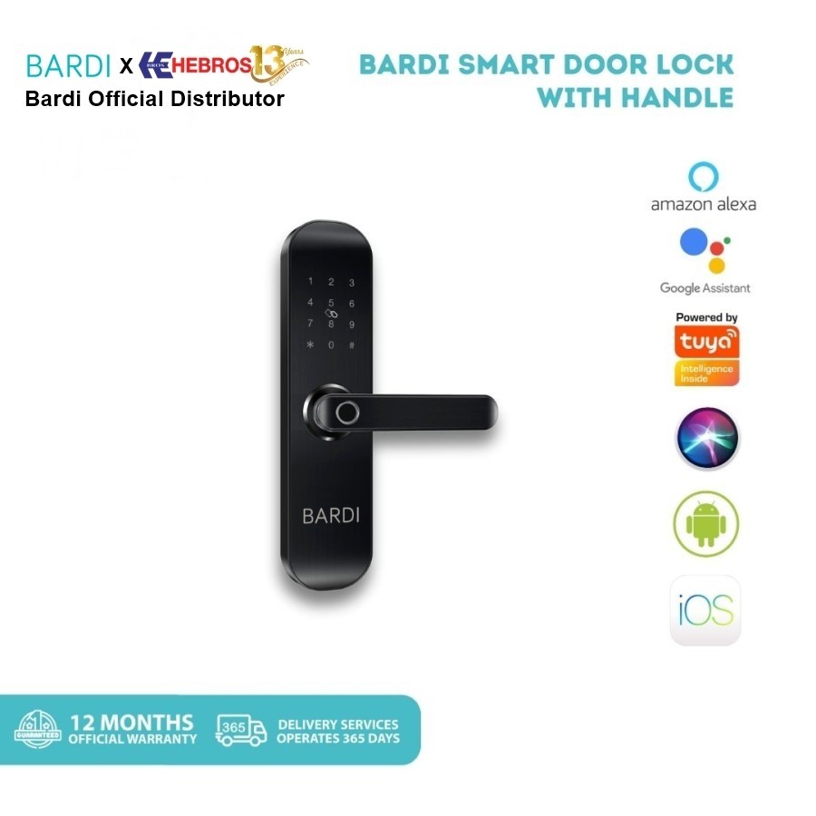 Jual BARDI Smart Home Door Lock Handle RFID Fingerprint Waterproof IP54 ...