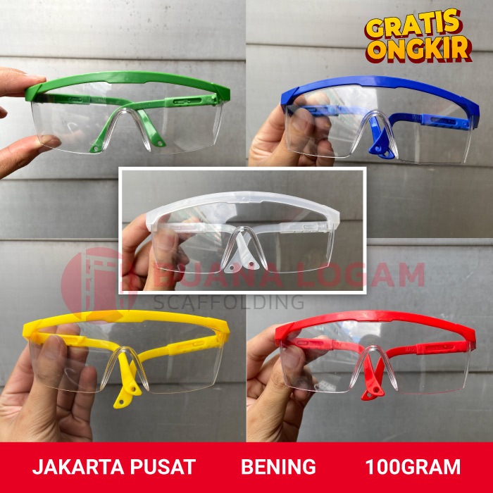 Jual Kacamata Safety Kerja Pelindung Mata Bening Transparan Gerinda Las ...