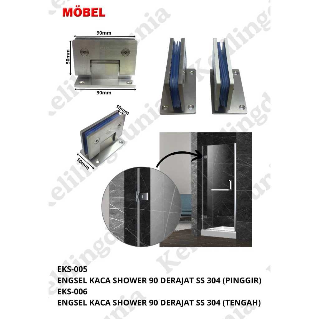 Jual Engsel Pintu Kaca Kamar Mandi Shower Stainless Kaca ke Tembok 90 ...