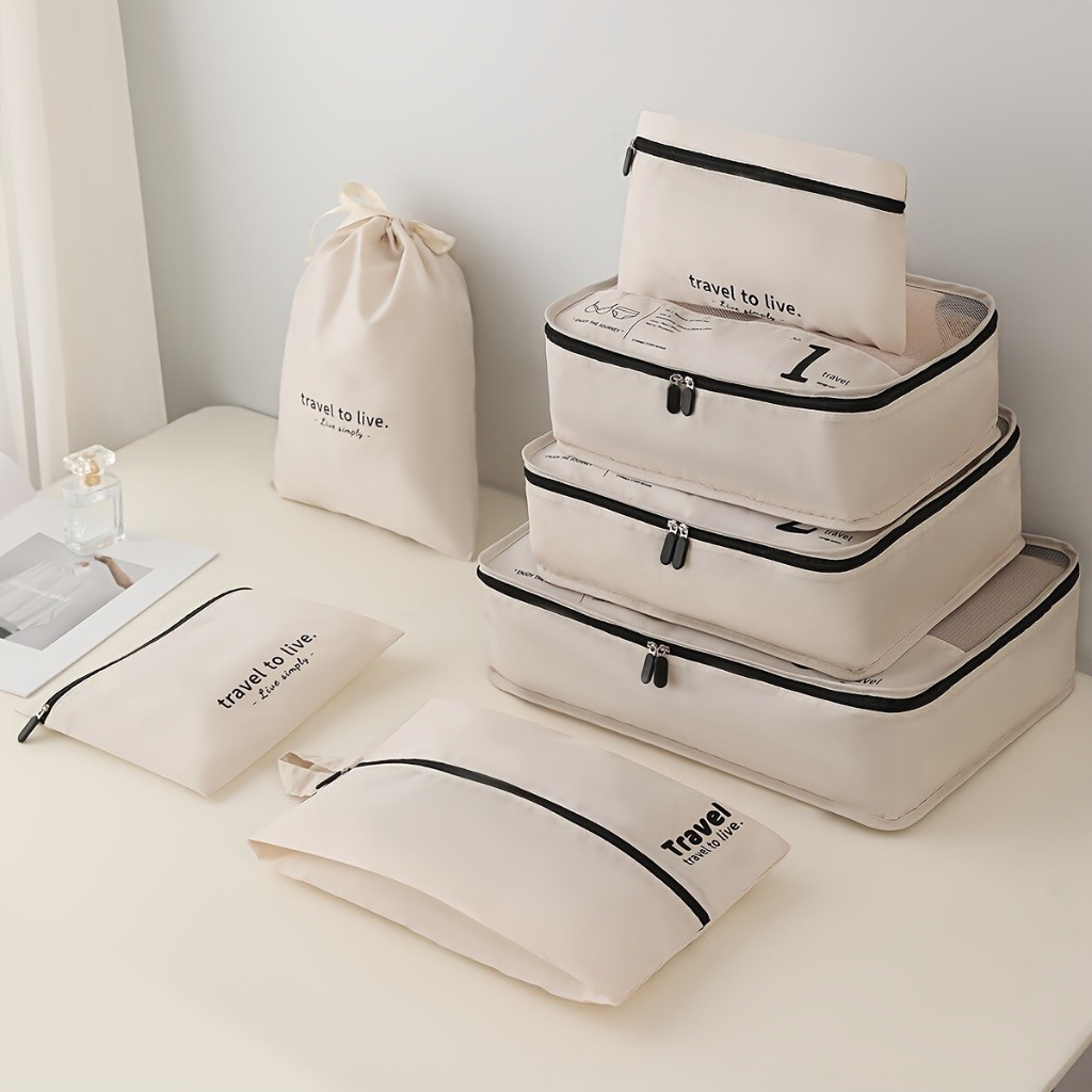 Jual 7 in 1 Tas Travel Bag Organizer Packing Cubes Secret Pouch Luggage ...