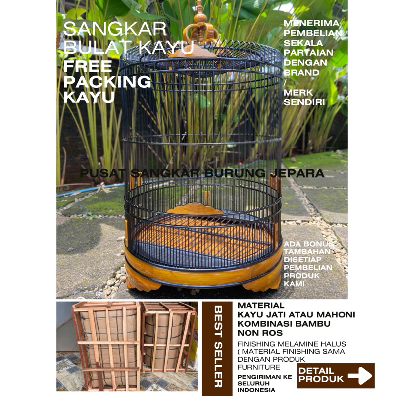 Jual sangkar murai kayu jati solid berkualitas mewah pisat sangkar ...