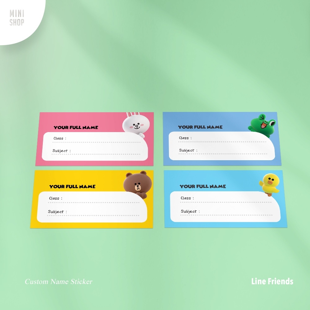 Jual Stiker Nama Custom Waterproof Line Friends ( Brown Cony Sally ...