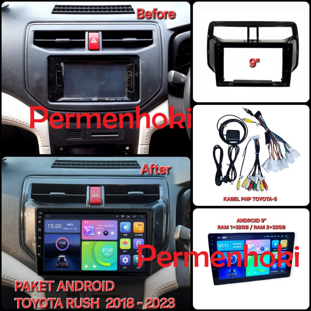 Jual PAKET HEADUNIT ANDROID 9 INCH PLUG N PLAY TOYOTA RUSH 2018 - 2024 ...