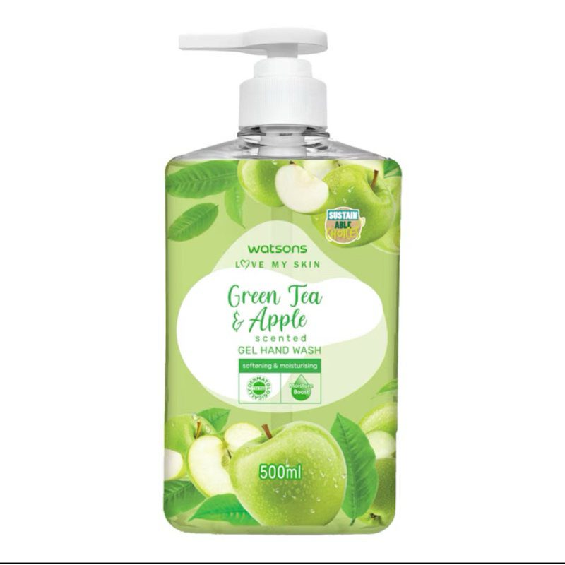 Jual Watson Love My skin Green Tea Apple Scented Gel Hand Wash 500ml ...