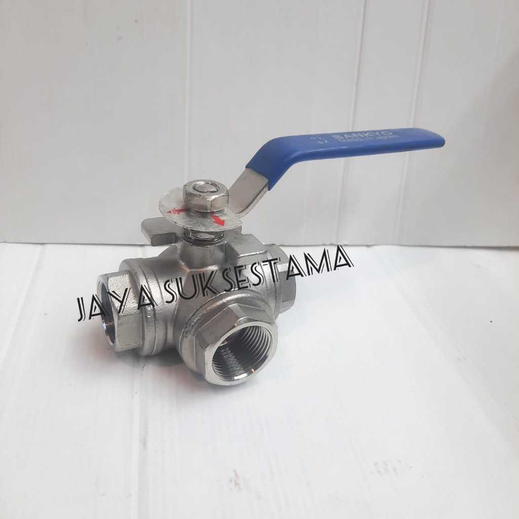 Jual Ball Valve 3 Way Drat 2" inch Stainless SS 316 Ball Valve Three Way SS316 Sankyo | Shopee ...