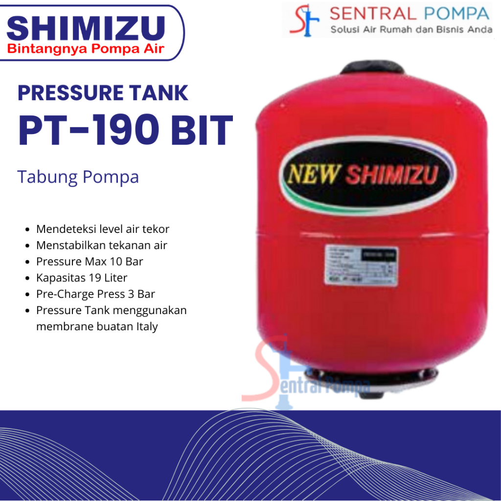 Jual Shimizu PT-190 BIT Tangki Pressure tank 19L Tabung Pompa Air 19 Liter | Sentral Pompa ...