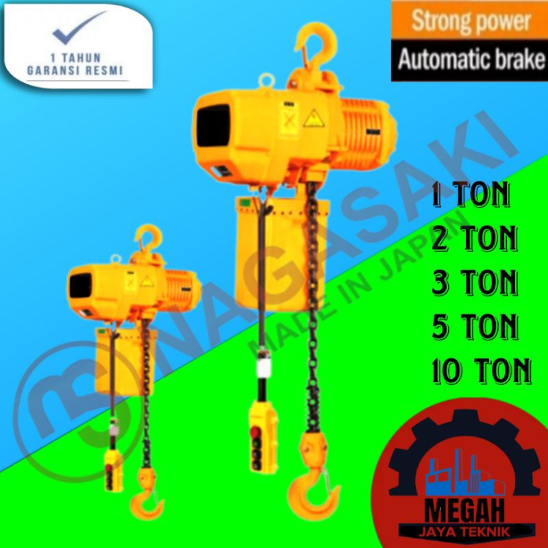 Jual ELECTRIC CHAIN HOIST 2 TON 12 MTR 220V/1 PHASE NAGASAKI JAPAN ...