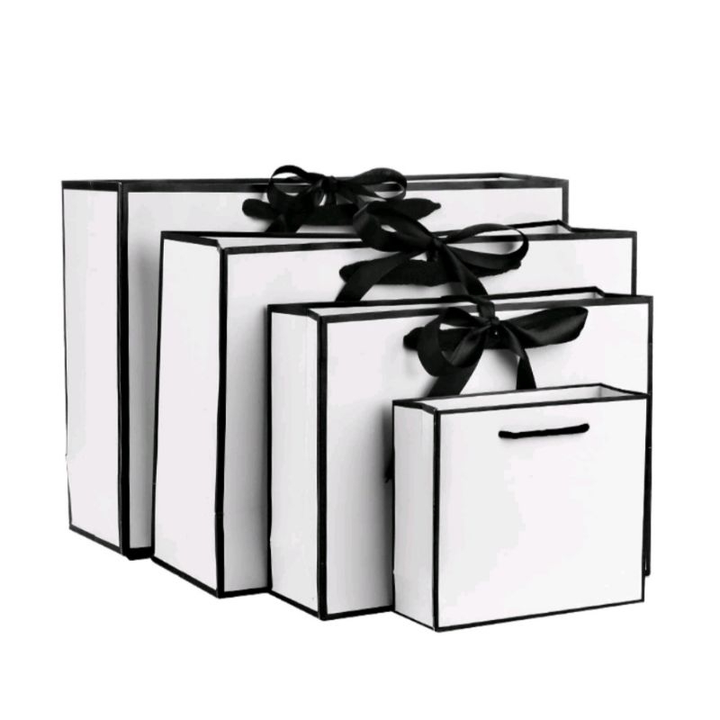 Jual PAPERBAG HITAM PUTIH (PITA)/ TAS HAMPERS GOODIEBAG FANCY/TAS GIFT ...