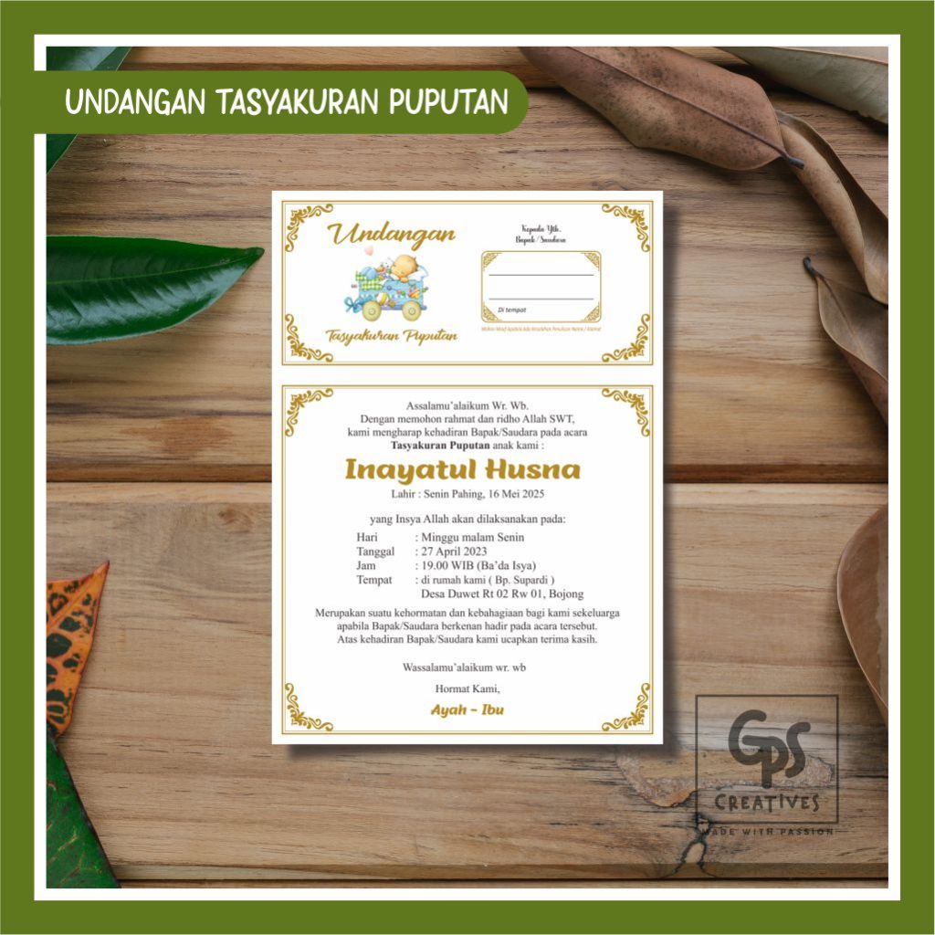 Jual Undangan HVS Tasyakuran Puputan Kelahiran Anak | Shopee Indonesia