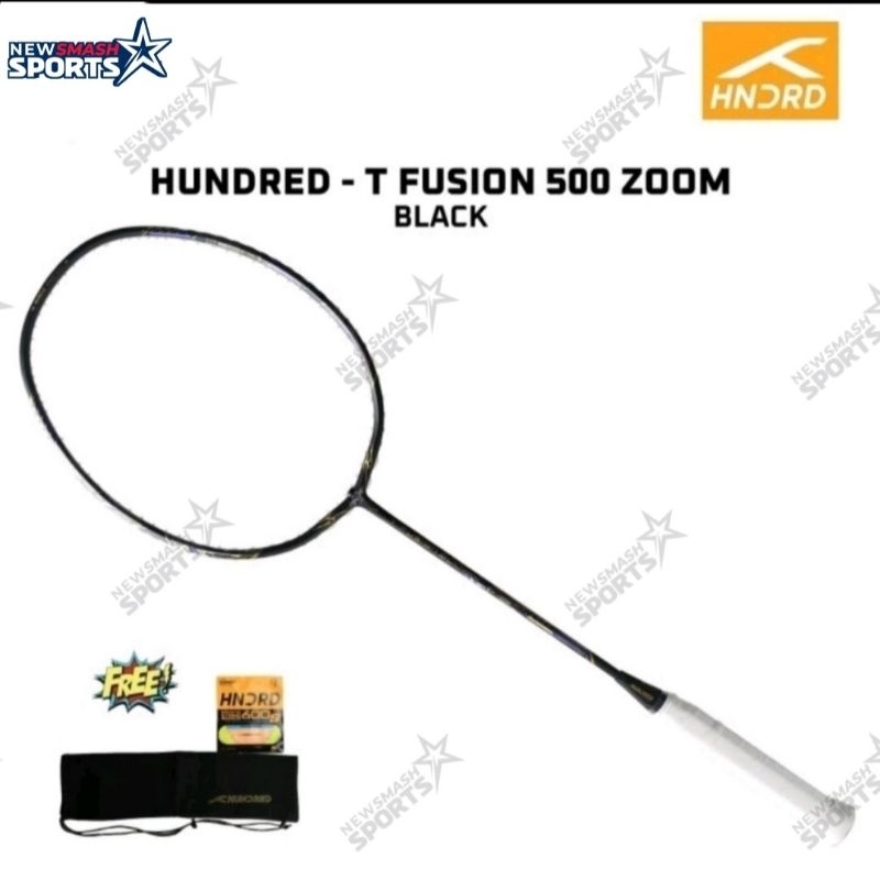 Jual raket badminton hundred T-FUSION 500 ZOOM BLACK | Shopee Indonesia