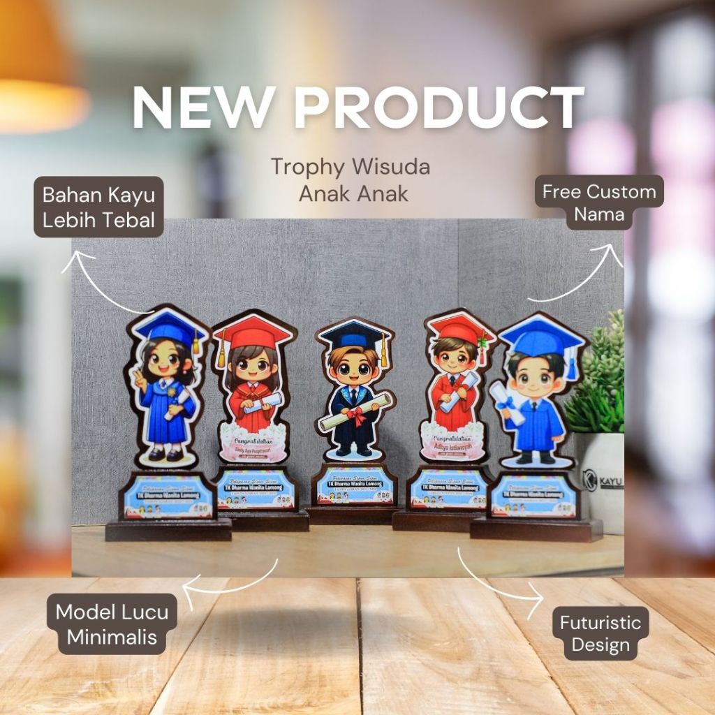 Jual Piala Wisuda Anak-Anak Kayu Custom Design Lucu Minimalis | Shopee ...