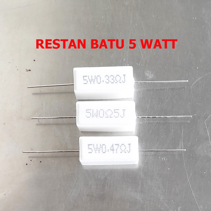 Jual 5 PCS RESTAN BATU 5W RESISTOR 5W RESTAN KERAMIK SEMEN 0.5R 0.33R 0.47R | Shopee Indonesia