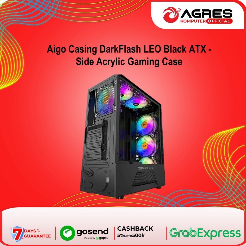 Jual Aigo Casing DarkFlash LEO Black ATX - Side Acrylic Gaming Case | Shopee Indonesia