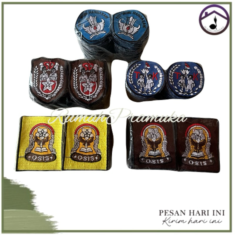 Jual 100 biji badge TK bordir - badge sd bordir - badge smp bordir ...