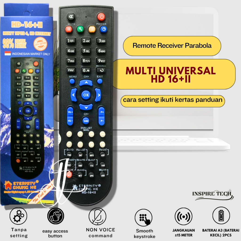 Jual Remote Generasi NEW HD 16 +II Remote Multi Receiver Parabola Mp4 Master HD | Shopee Indonesia