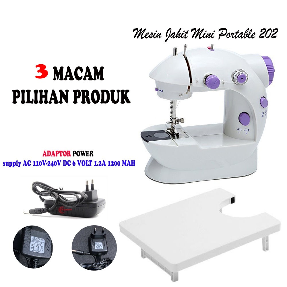 Jual Mesin Jahit Mini Portable 202 Electric Sewing Machine / Adapter ...