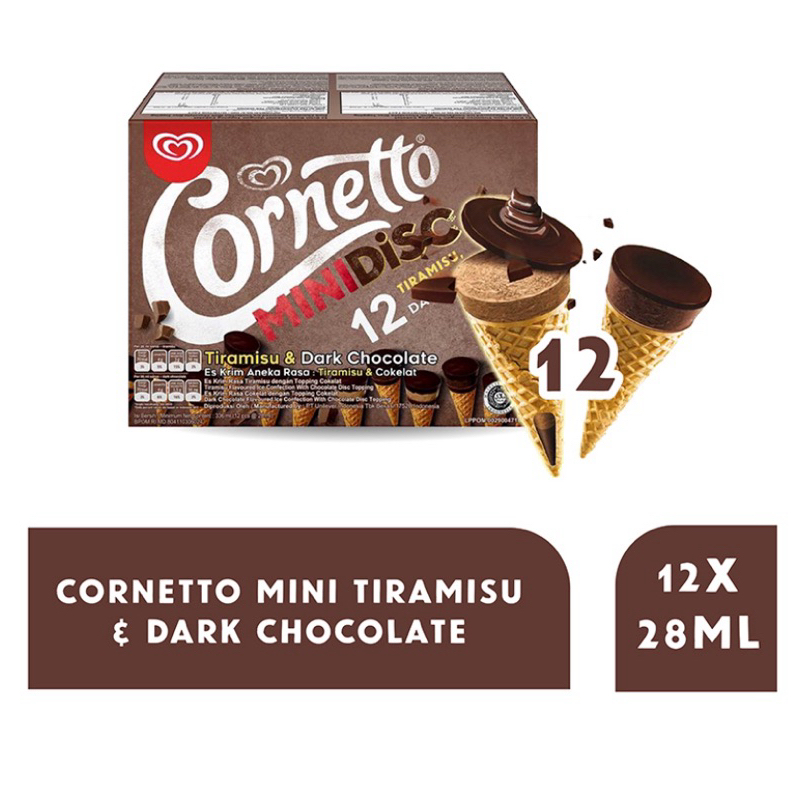 Jual Cornetto Mini Disc Chocolate Tiramisu ice cream isi 12 x 28 ml | Shopee Indonesia
