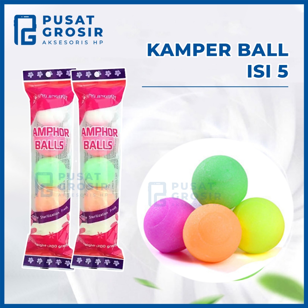 Jual Kamper Toilet Ball isi 5 kapur barus warna warni anti ngengat ...