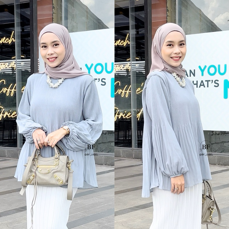 Jual BF Label - FIONA BLOUSE | Pleated Shirt Atasan Plisket Wanita Premium | Lebaran Idul Fitri ...
