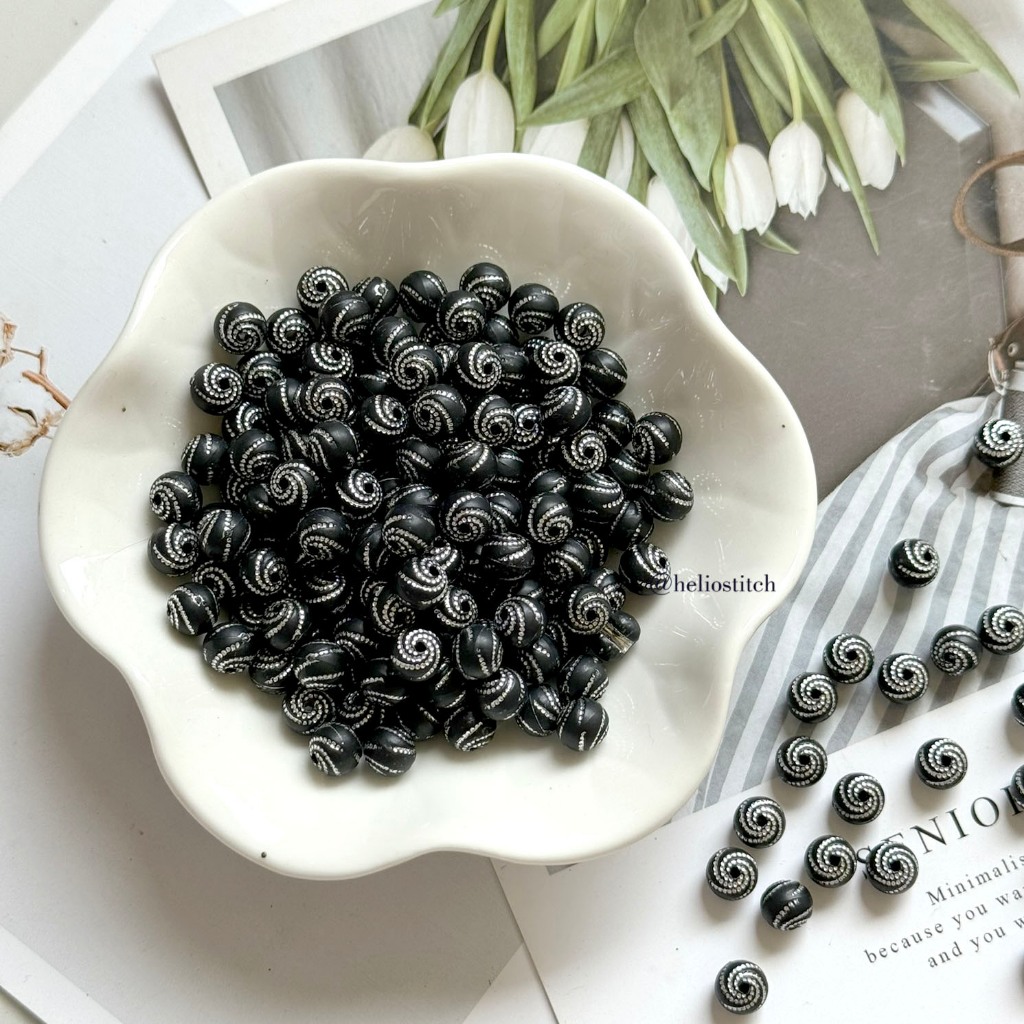 Jual 10 gr Manik-manik Opaque Bulat Corak - Swirl Spiral | Shopee Indonesia