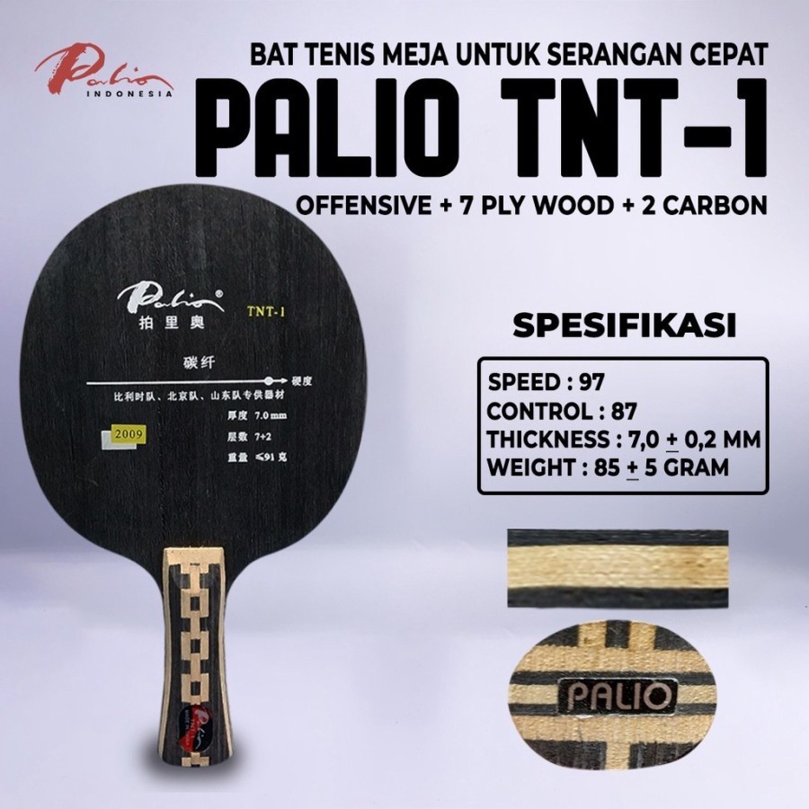 Jual Kayu Bet Blade PALIO TNT-1 FL Bat Tenis Meja Pingpong Carbon Original | Shopee Indonesia