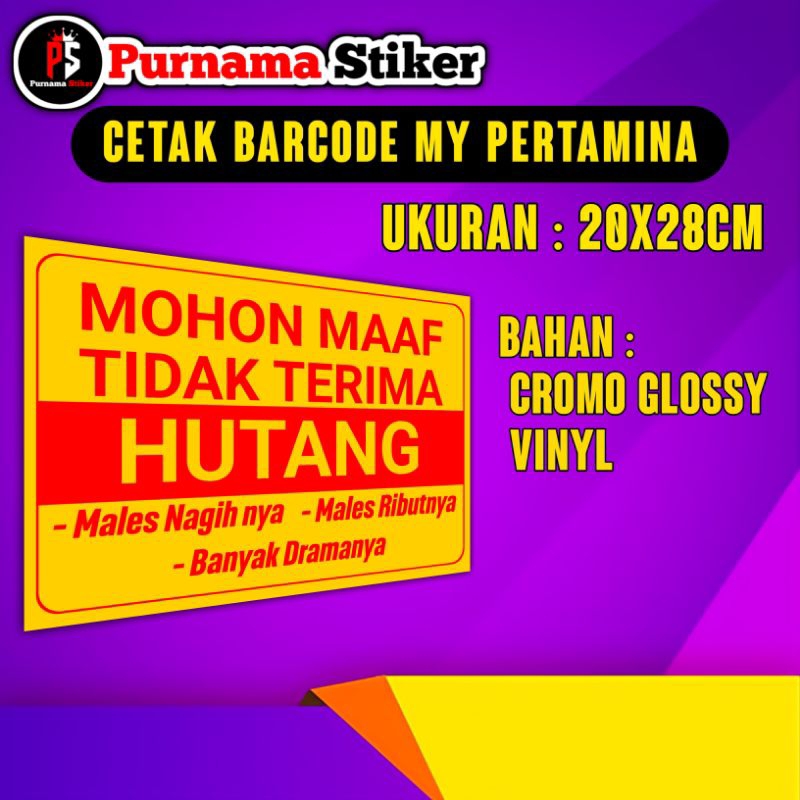Jual stiker mohon maaf tidak terima utang ukuran ( 20cm x 28cm ) bahan ...