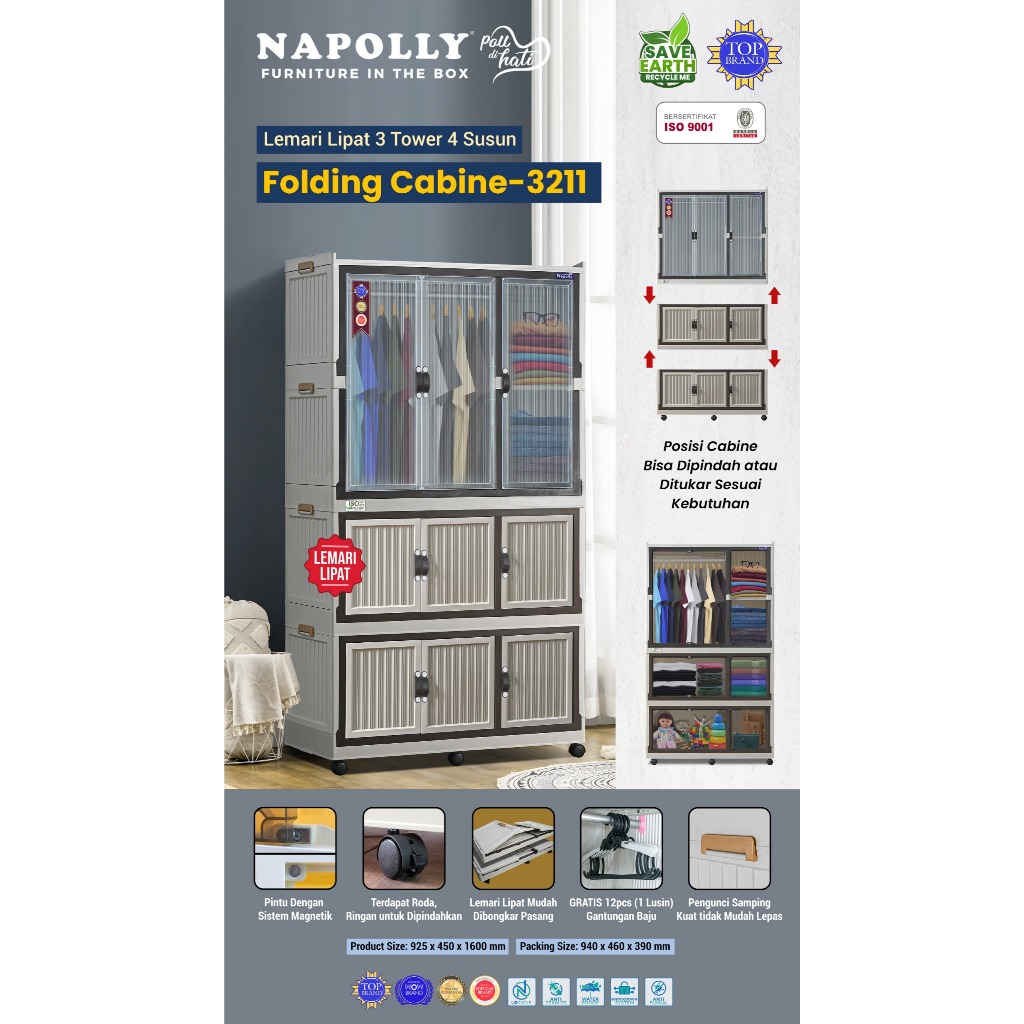 Jual TERBARU! Napolly Lemari Lipat / Susun Serbaguna & Multifungsi ...
