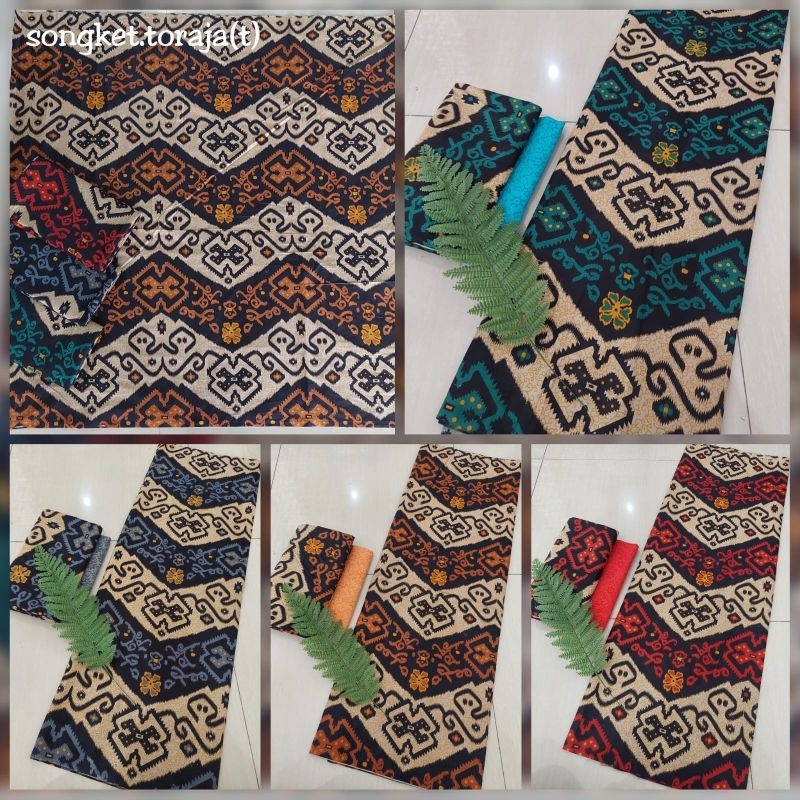 Jual kain batik print halus songket toraja set kebaya seragam | Shopee ...