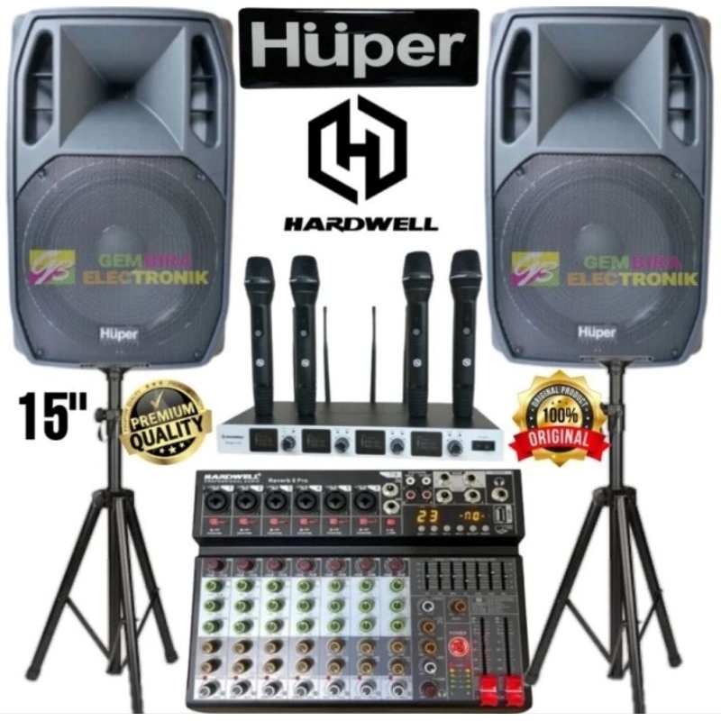 Jual Paket Sound System Speaker Aktif 15 inch Huper AK15A Mixer ...