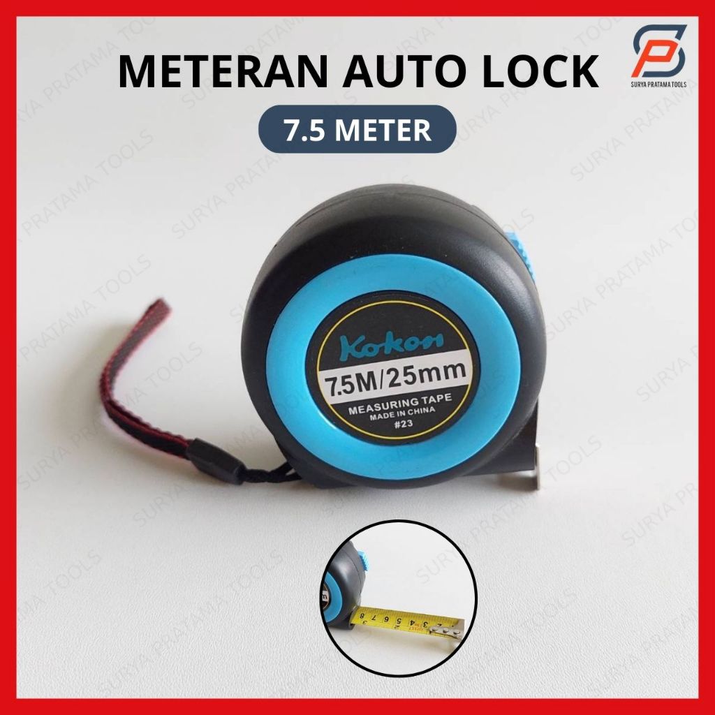 Jual Meteran Auto Stop 7.5 Meter / Meteran Tukang 7.5m Auto Lock 7,5 ...