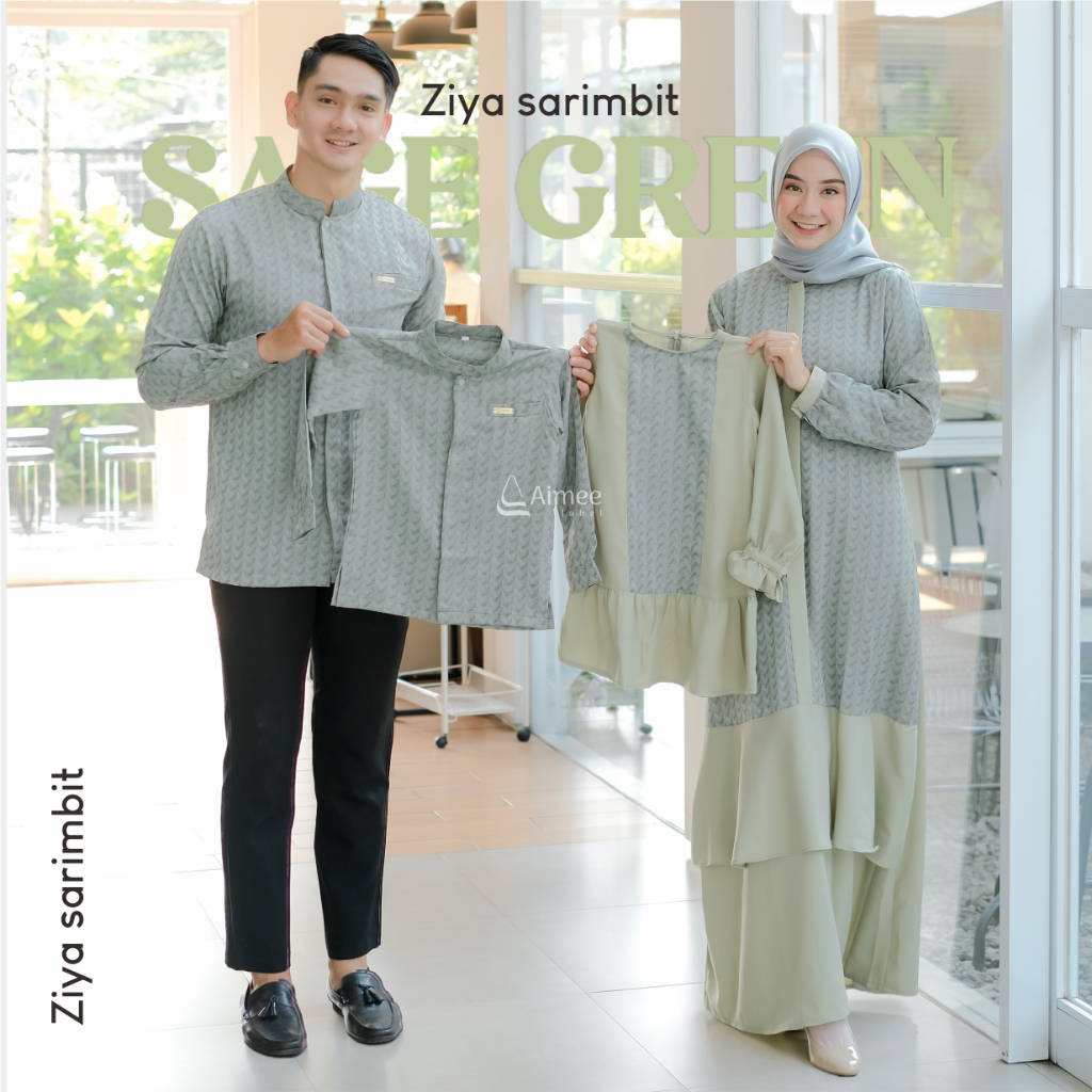 Jual [READY STOCK] Aimee Label - Sarimbit Keluarga ZIYA Family (Sage Green) / Sarimbit Keluarga ...