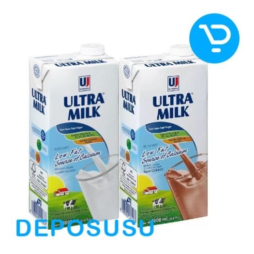 Jual ULTRA MILK Susu UHT Low FaT High Calcium 1LITER CHOCOLATE / PLAIN | Shopee Indonesia