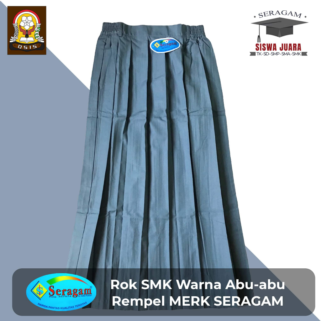 Jual ROK SMA - SMK ABU-ABU REMPEL Merk SERAGAM | Shopee Indonesia
