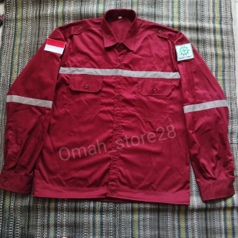 Jual Seragam Kerja Atasan Wearpack Proyek PDH Safety MAROON | Shopee ...