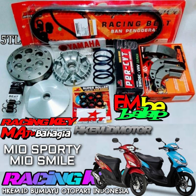 Jual Paket Updrade Pulley Kirian CVT Mio Sporty Karbu Smile Custom Pully Bubut 13,5 Derajat Mio ...